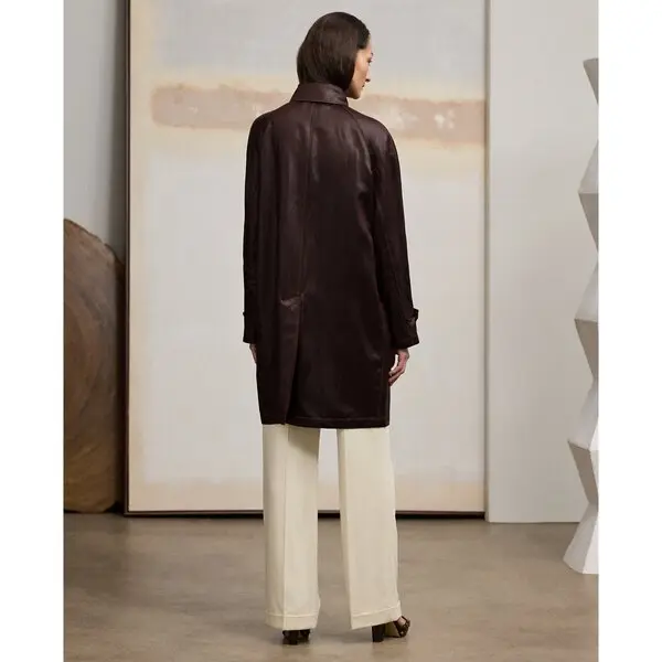 Ralph Lauren Crawford Lacquered Linen Balmacaan Coat