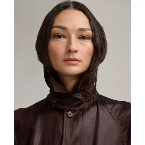 Ralph Lauren Crawford Lacquered Linen Balmacaan Coat