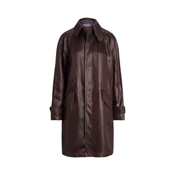 Ralph Lauren Crawford Lacquered Linen Balmacaan Coat
