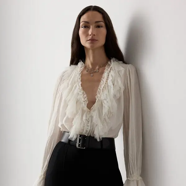 Ralph Lauren Kensley Cotton-silk Voile Blouse