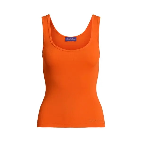 Ralph Lauren Ellis Rib-knit Cotton-blend Tank Top - Bright Orange