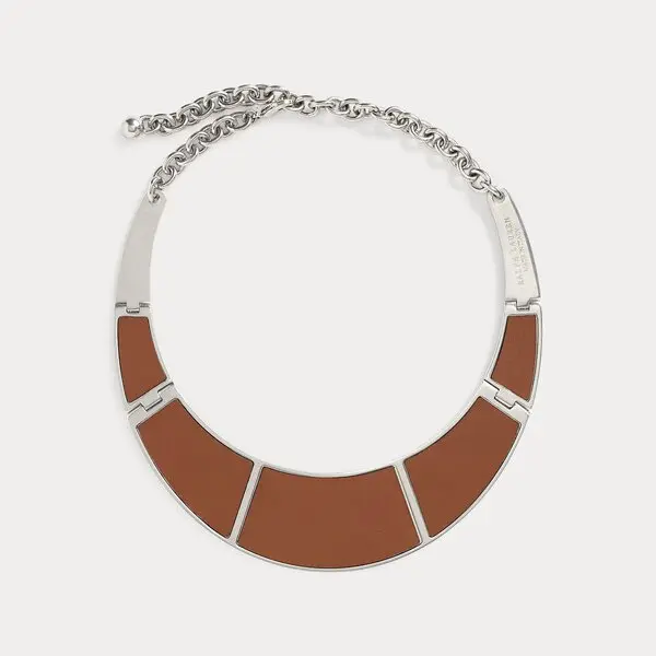 Ralph Lauren Inset-wood Plaque Necklace - Brown/grey