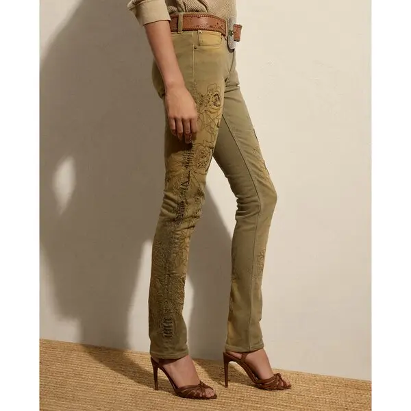 Ralph Lauren Barrett Embellished Slim Denim Jean