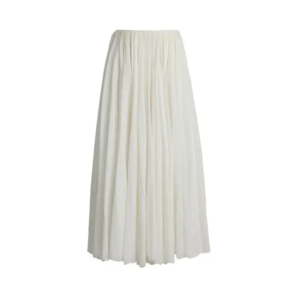 Ralph Lauren Trivelas Embellished Pleated Voile Skirt