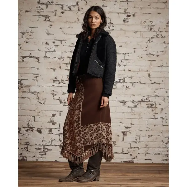 Ralph Lauren Fringe-trim Wool Jacquard Skirt