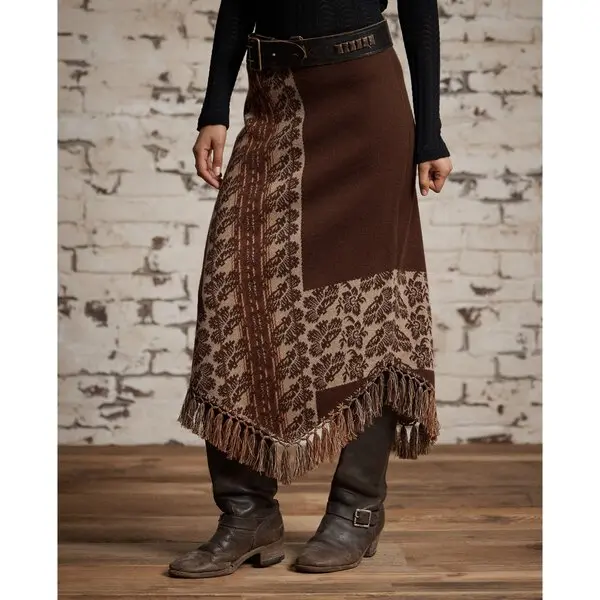 Ralph Lauren Fringe-trim Wool Jacquard Skirt