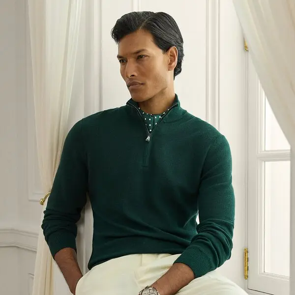 Ralph Lauren Piqué-knit Wool Quarter-zip Sweater