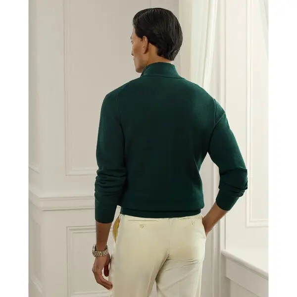 Ralph Lauren Piqué-knit Wool Quarter-zip Sweater