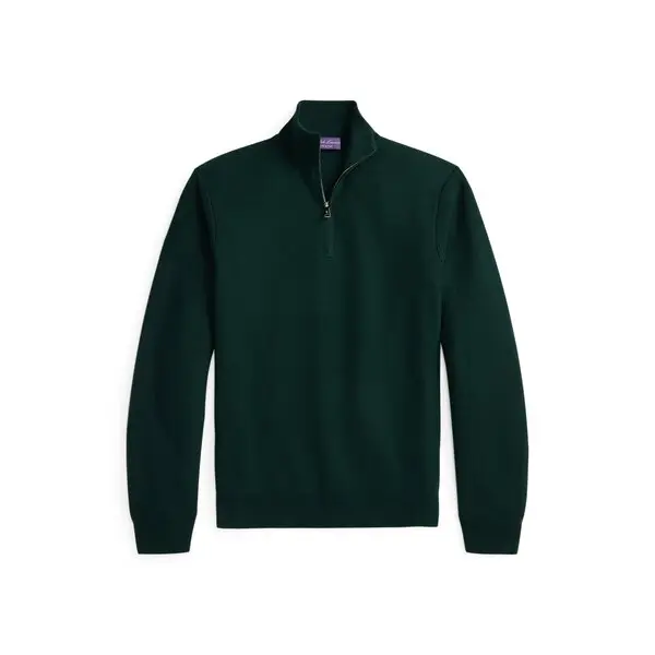 Ralph Lauren Piqué-knit Wool Quarter-zip Sweater