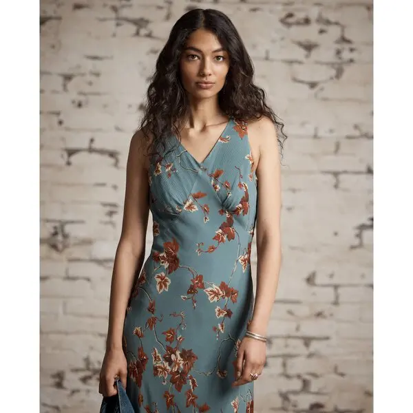 Ralph Lauren Floral Crinkled Silk Chiffon Dress
