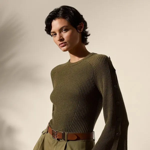 Ralph Lauren Rib-knit Wool-silk Button-sleeve Sweater