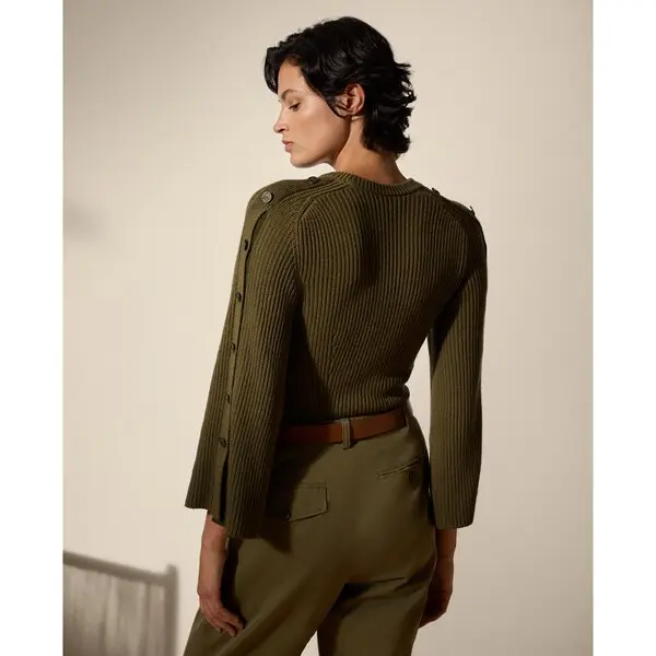 Ralph Lauren Rib-knit Wool-silk Button-sleeve Sweater