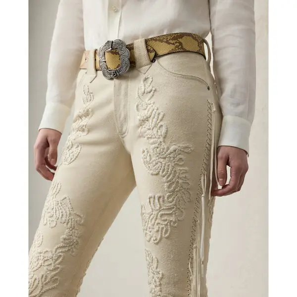 Ralph Lauren Annabeth Embellished Fringe Suede Pant