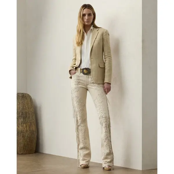 Ralph Lauren Annabeth Embellished Fringe Suede Pant