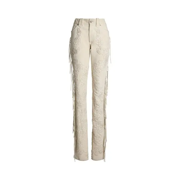 Ralph Lauren Annabeth Embellished Fringe Suede Pant