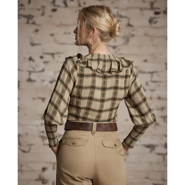 Ralph Lauren Ombré Plaid Marocain Blouse