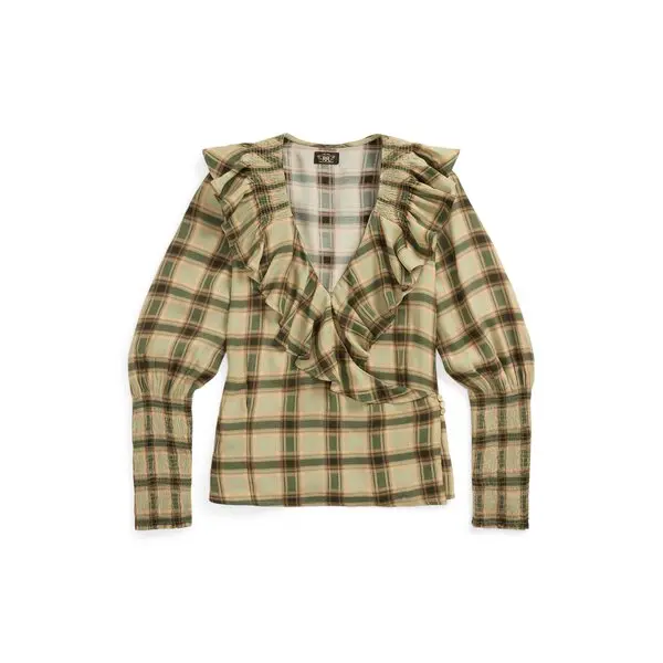 Ralph Lauren Ombré Plaid Marocain Blouse