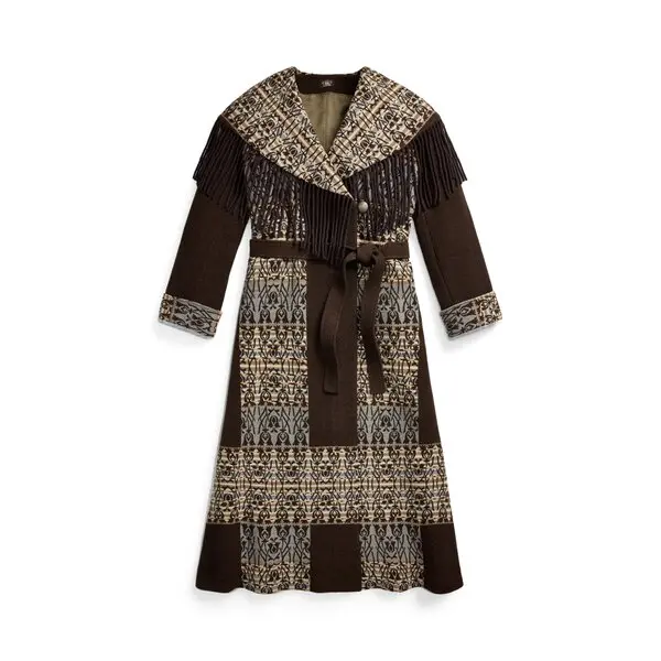 Ralph Lauren Fringe-trim Jacquard Wrap Coat