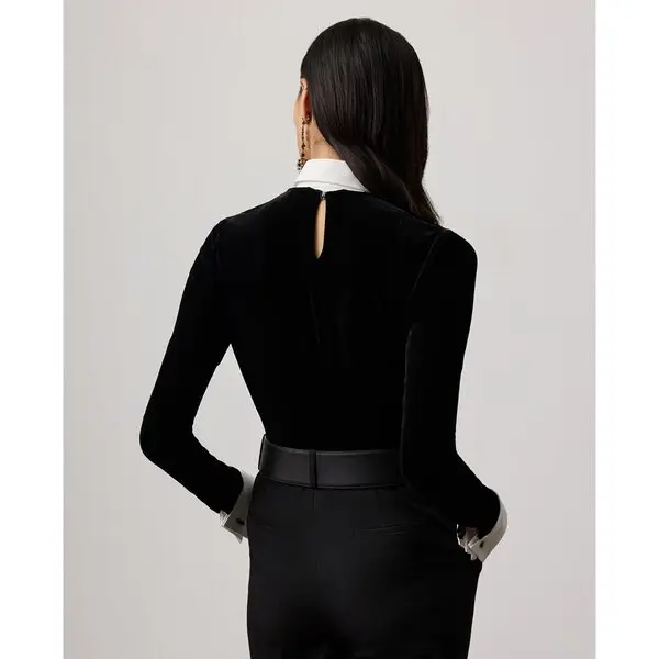 Ralph Lauren Missy Embellished Velvet Shirt