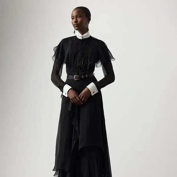 Ralph Lauren Emala Silk Chiffon Evening Dress