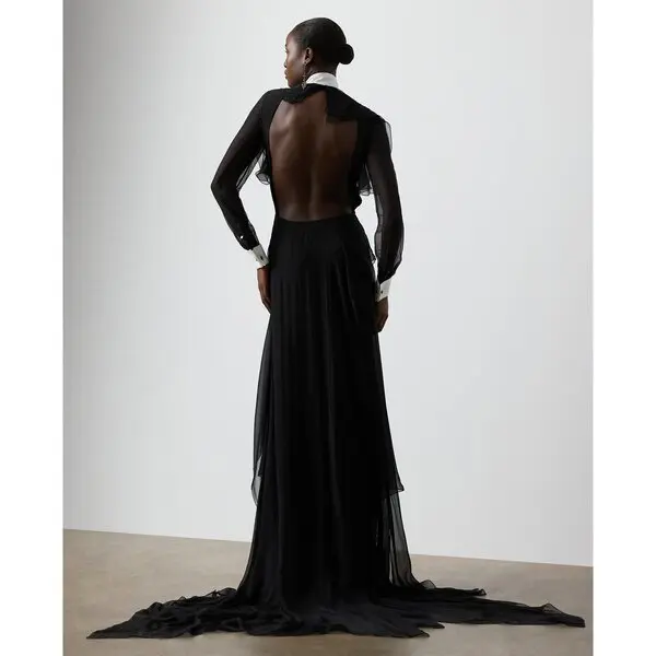 Ralph Lauren Emala Silk Chiffon Evening Dress