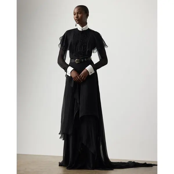 Ralph Lauren Emala Silk Chiffon Evening Dress