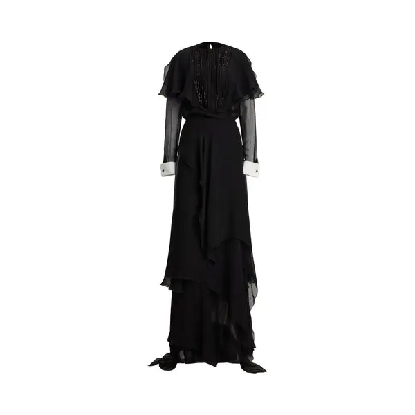 Ralph Lauren Emala Silk Chiffon Evening Dress