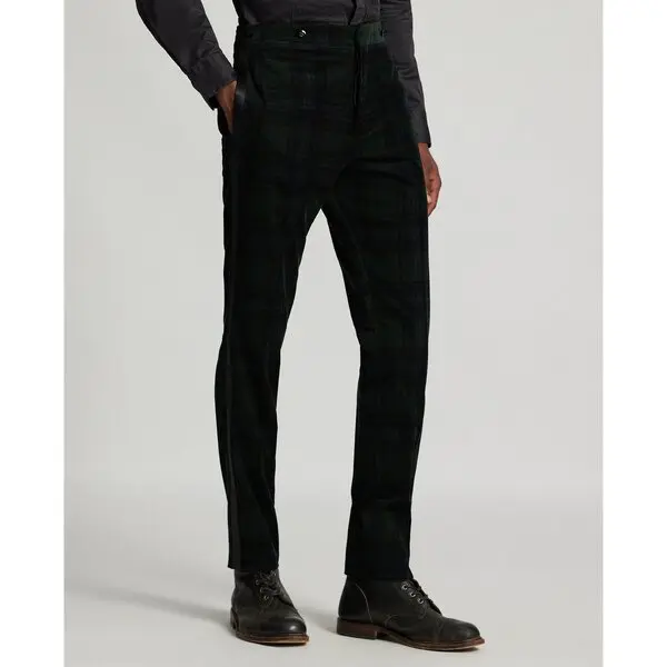 Ralph Lauren Slim Fit Plaid Corduroy Tuxedo Trouser