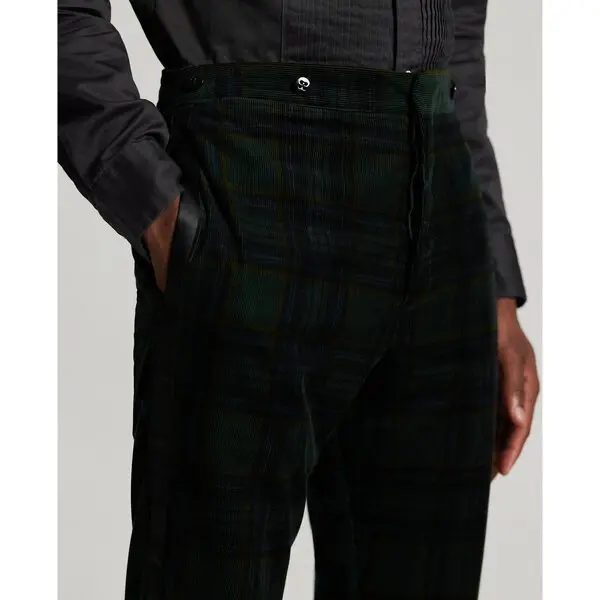 Ralph Lauren Slim Fit Plaid Corduroy Tuxedo Trouser