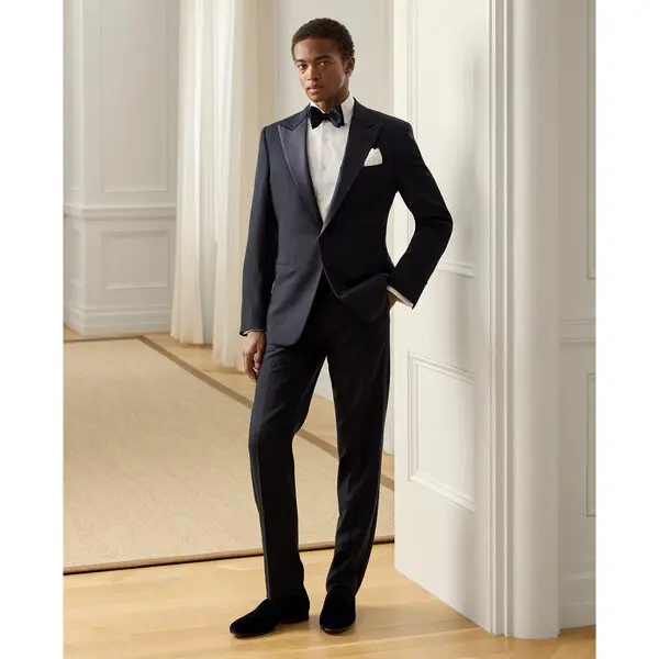 Ralph Lauren Piqué-bib French Cuff Tuxedo Shirt - White