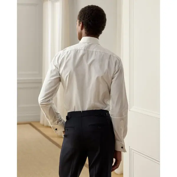 Ralph Lauren Piqué-bib French Cuff Tuxedo Shirt - White
