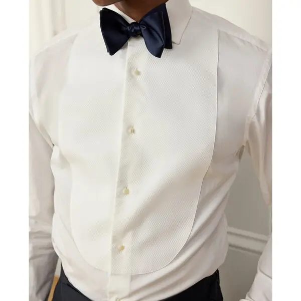 Ralph Lauren Piqué-bib French Cuff Tuxedo Shirt - White