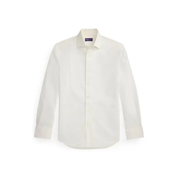 Ralph Lauren Piqué-bib French Cuff Tuxedo Shirt - White