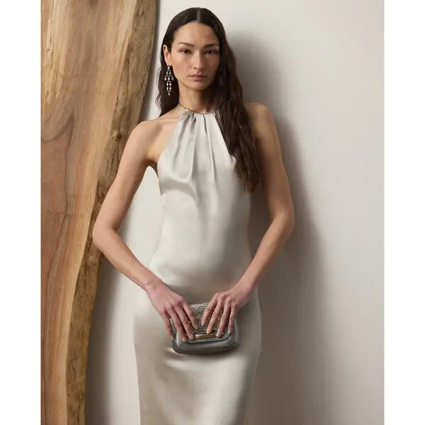 Ralph Lauren Corra Stretch Satin Evening Dress - Mist