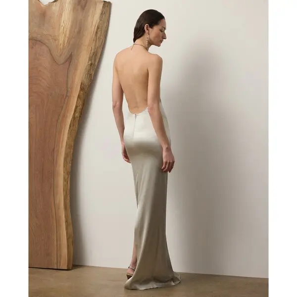 Ralph Lauren Corra Stretch Satin Evening Dress - Mist