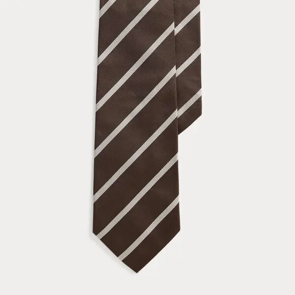 Ralph Lauren Striped Silk Repp Tie - Brown