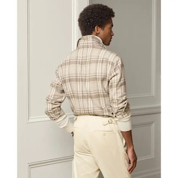 Ralph Lauren Plaid Wool-silk-cashmere Shirt - Taupe
