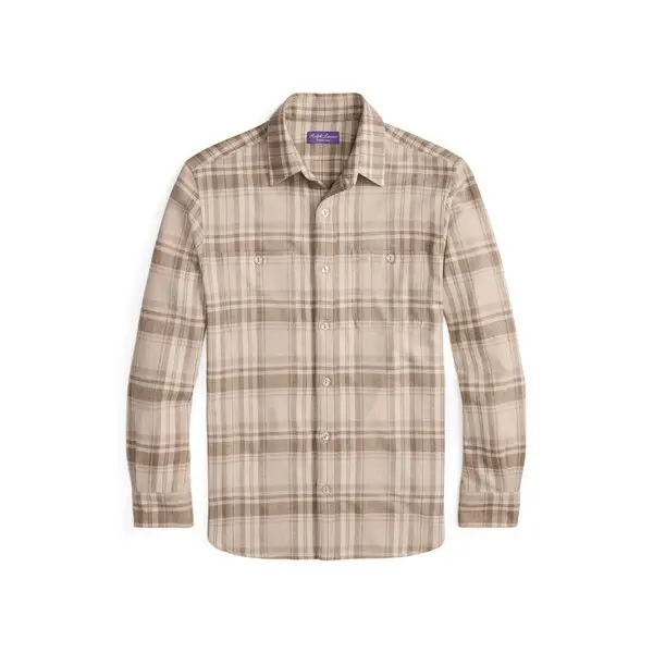 Ralph Lauren Plaid Wool-silk-cashmere Shirt - Taupe