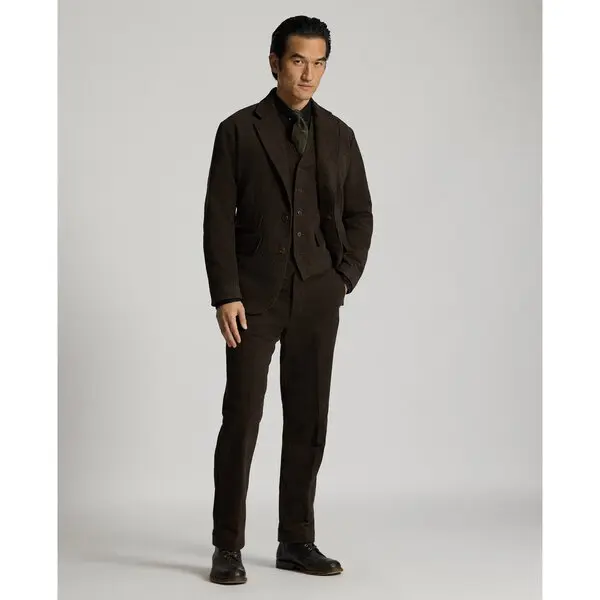 Ralph Lauren Diamond-print Moleskin Officer’s Pant - Brown/black Multi
