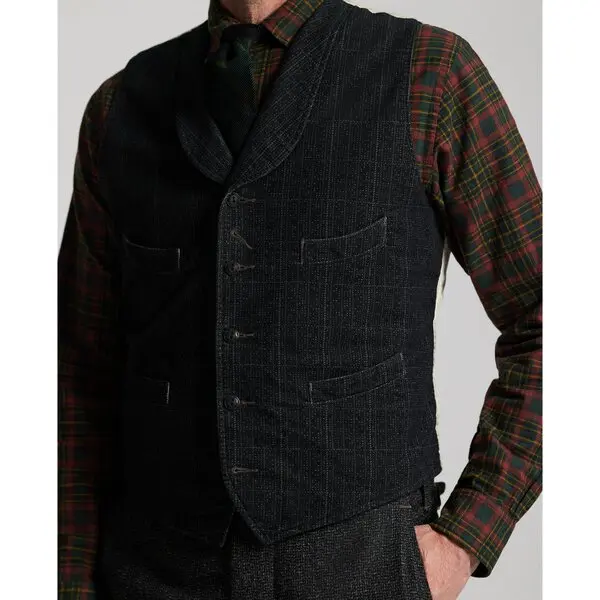 Ralph Lauren Check-print Moleskin Vest