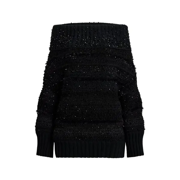 Ralph Lauren Embellished Off-the-shoulder Sweater