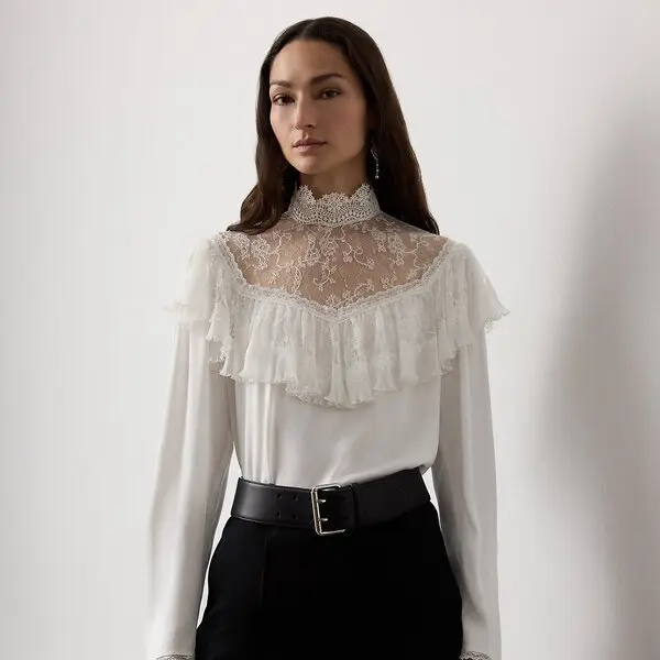 Ralph Lauren Alexandrea Crepe-back-satin Blouse