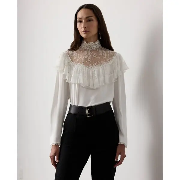 Ralph Lauren Alexandrea Crepe-back-satin Blouse
