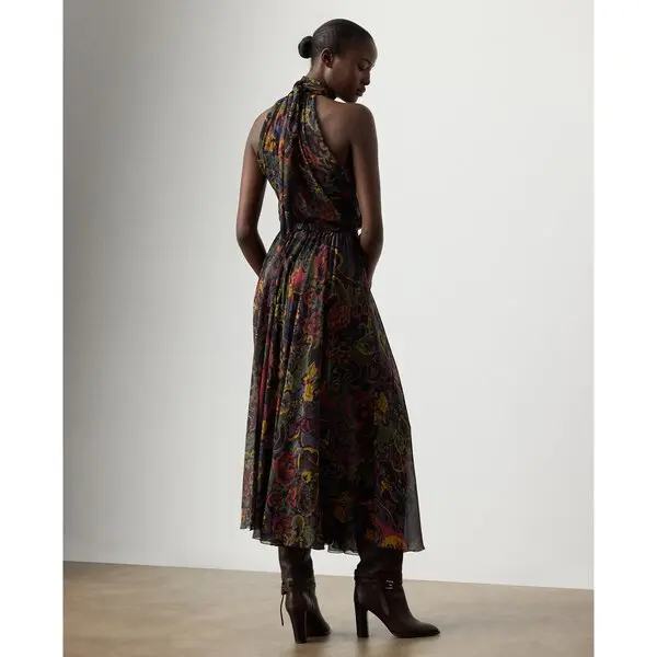 Ralph Lauren Kylee Paisley Crinkle Chiffon Day Dress