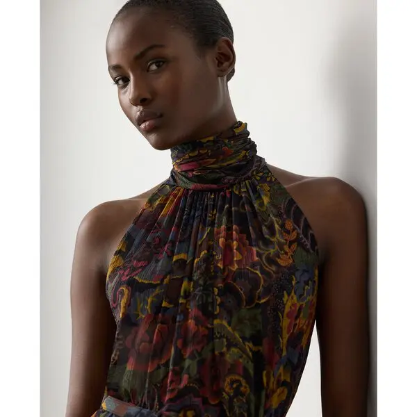 Ralph Lauren Kylee Paisley Crinkle Chiffon Day Dress