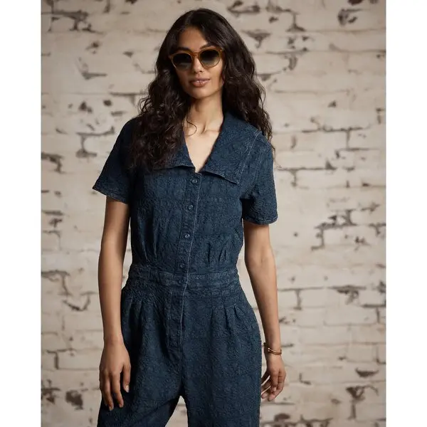 Ralph Lauren Indigo Jacquard Jumpsuit
