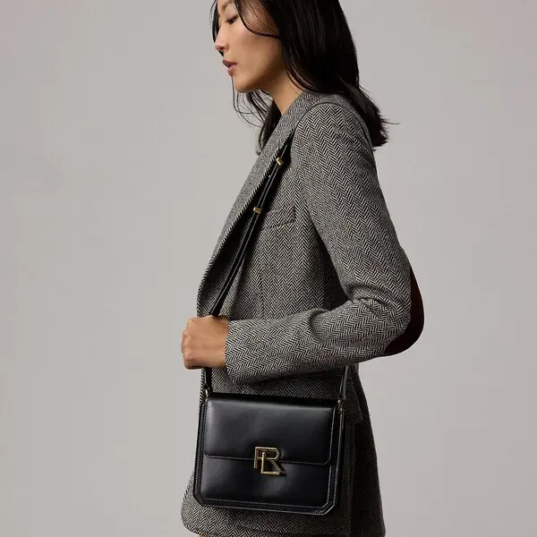 Ralph Lauren Rl 888 Box Calfskin Crossbody - Black
