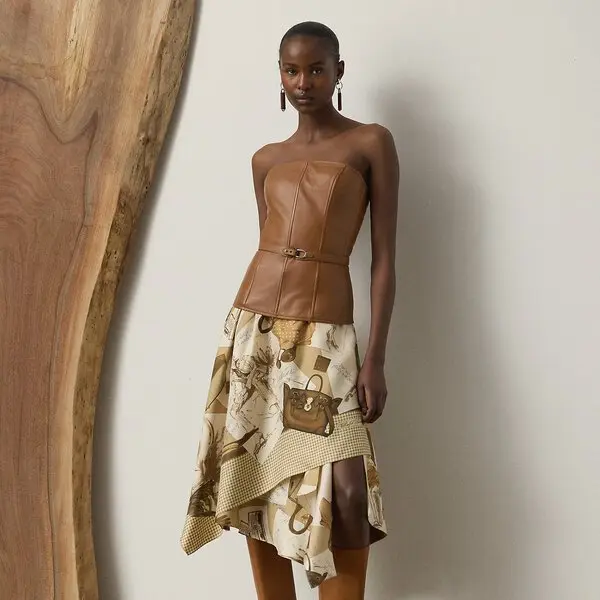 Ralph Lauren Glenn Diary-print Silk Twill Skirt - Tan Multi