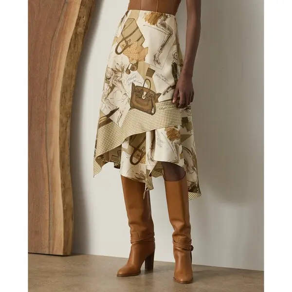Ralph Lauren Glenn Diary-print Silk Twill Skirt - Tan Multi