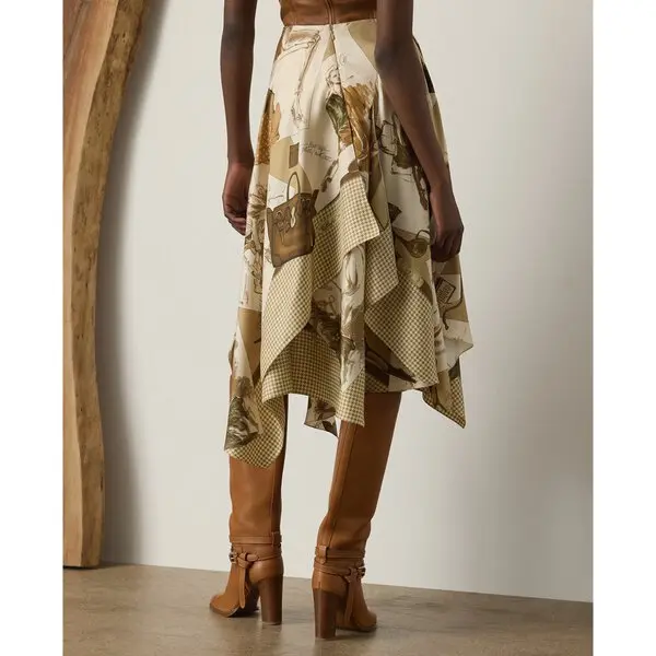 Ralph Lauren Glenn Diary-print Silk Twill Skirt - Tan Multi